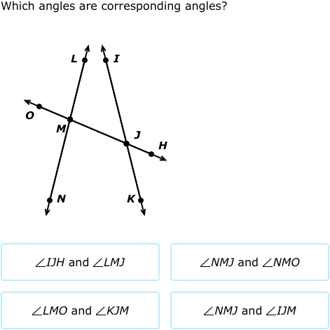 IXL - Transversals: name angle pairs (Class IX maths practice)