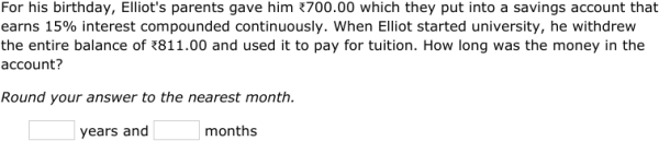 IXL - Continuously compounded interest (Class XI maths practice)