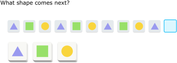 IXL - Find the next shape in a pattern (Upper kindergarten maths practice)