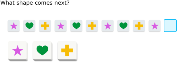 IXL - Find the next shape in a pattern (Class I maths practice)