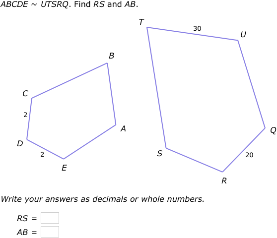 IXL - Side lengths and angle measures in similar figures (Class X maths practice)