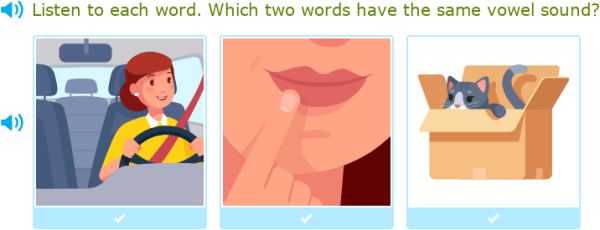IXL - Which two words have the same vowel sound? (Upper kindergarten ...