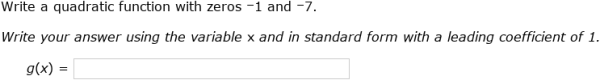 IXL - Find a quadratic function (Class XI maths practice)