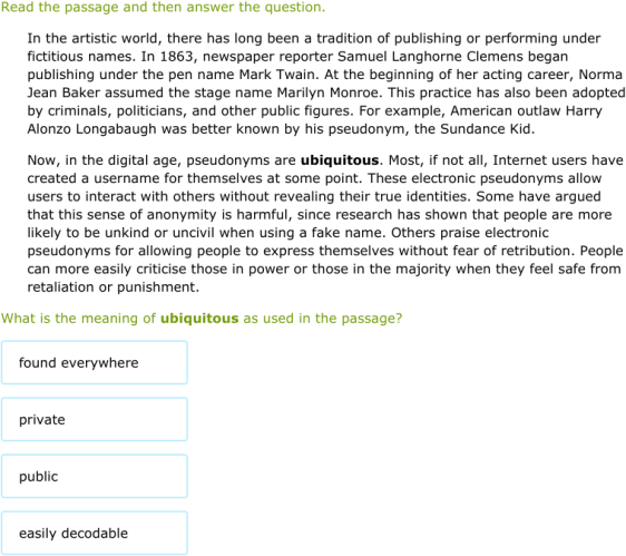 IXL - Use context to identify the meaning of a word (Class IX English ...