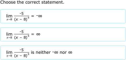 IXL - Find the limit at a vertical asymptote of a rational function II (Class XI maths practice)