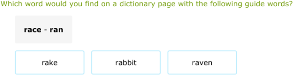 IXL - Use guide words (Class VI English practice)