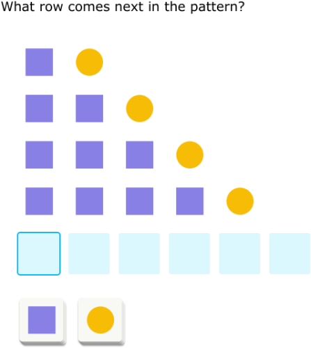 IXL - Find the next row in a growing pattern (Class I maths practice)