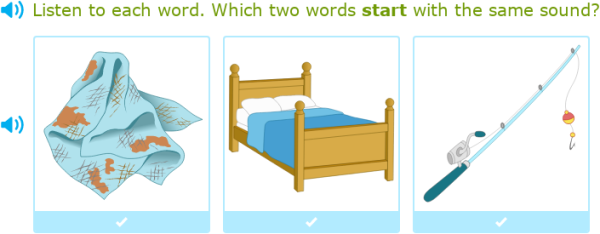IXL - Which two words start with the same sound? (Class I English practice)