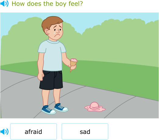IXL - Which feeling matches the picture? (Class I English practice)
