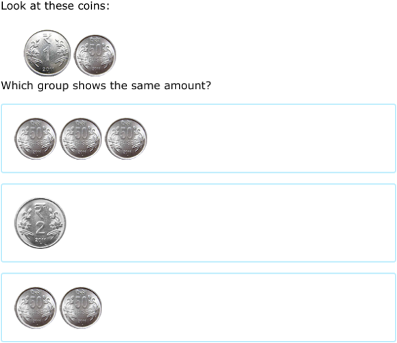 IXL - Equivalent amounts of money - up to 10 rupees (Class II maths ...