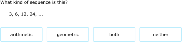 IXL - Identify arithmetic and geometric sequences (Class VIII maths practice)