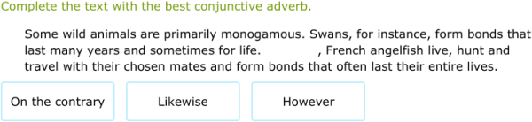 IXL - Transitions with conjunctive adverbs (Class IX English practice)