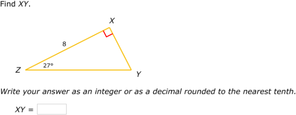 IXL - Trigonometric ratios: find a side length (Class X maths practice)