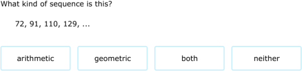 IXL - Identify arithmetic and geometric sequences (Class VII maths practice)