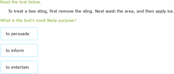 IXL - Identify the purpose of a text (Class V English practice)