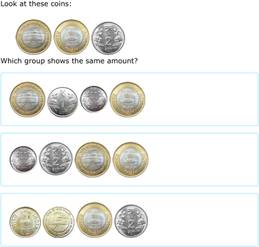 IXL - Equivalent amounts of money - up to 50 rupees (Class II maths ...
