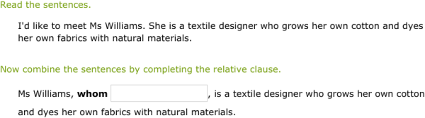IXL - Combine sentences using relative clauses (Class XI English practice)