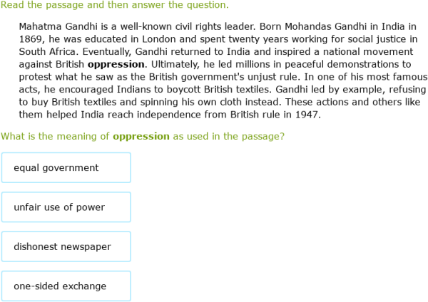 IXL - Use context to identify the meaning of a word (Class VI English ...