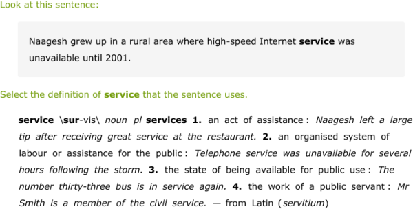 IXL - Use dictionary definitions (Class VIII English practice)