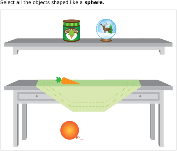 IXL - Shapes of everyday objects II (Class I maths practice)