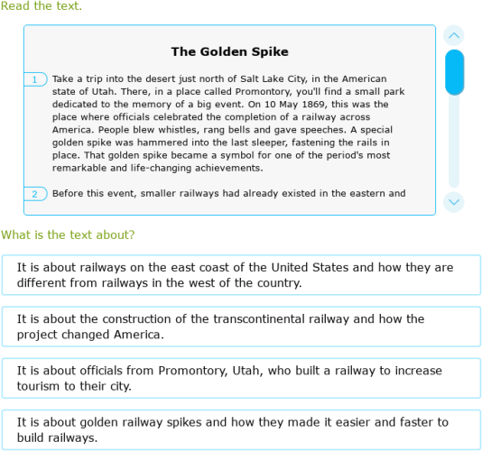 IXL - Read about history (Class V English practice)