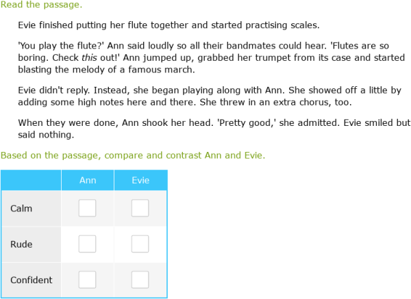 IXL Compare And Contrast Characters Class V English Practice 
