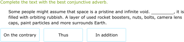 IXL - Transitions with conjunctive adverbs (Class VI English practice)