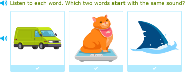 IXL - Which two words start with the same sound? (Upper kindergarten ...