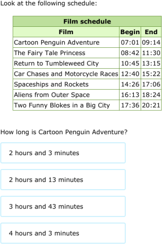 IXL - Schedules - 24-hour time (Class V maths practice)