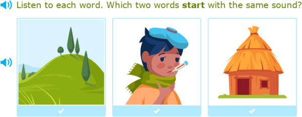 IXL - Which two words start with the same sound? (Lower kindergarten ...
