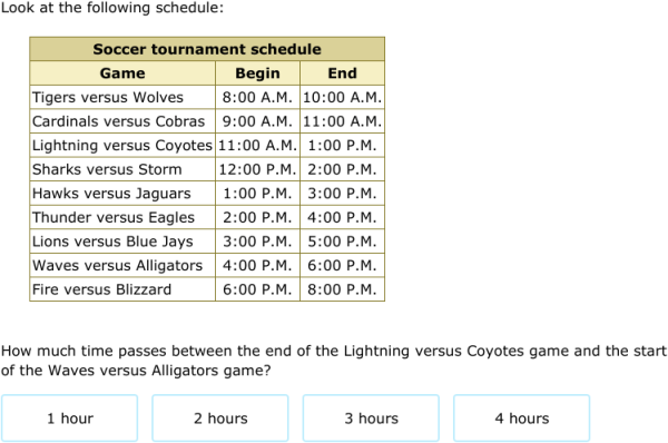 IXL - Reading schedules (Class III maths practice)