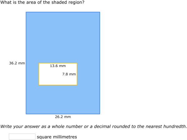 IXL - Area between two shapes (Class IX maths practice)