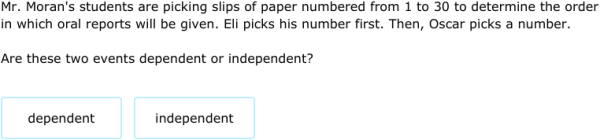 IXL - Identify independent and dependent events (Class IX maths practice)