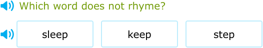 IXL - Which word does not rhyme? (Class I English practice)