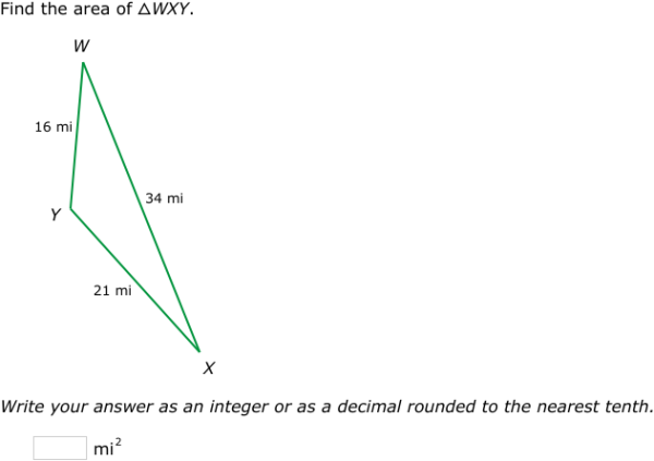 IXL - Area of a triangle: Heron's formula (Class XII maths practice)