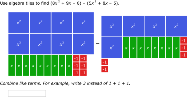 IXL - Add and subtract polynomials using algebra tiles (Class IX maths ...