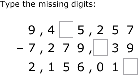 IXL - Fill in the missing digits (Class V maths practice)