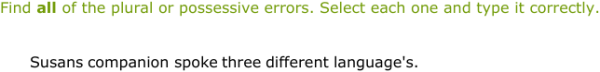 IXL - Identify and correct errors with plural and possessive nouns (Class V English practice)