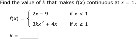 IXL - Make a piecewise function continuous (Class XI maths practice)