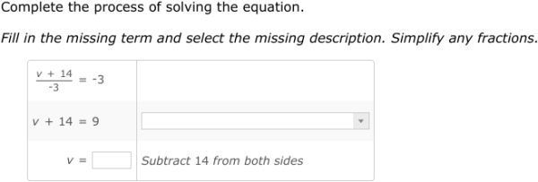 IXL - Solve equations: complete the solution (Class VII maths practice)